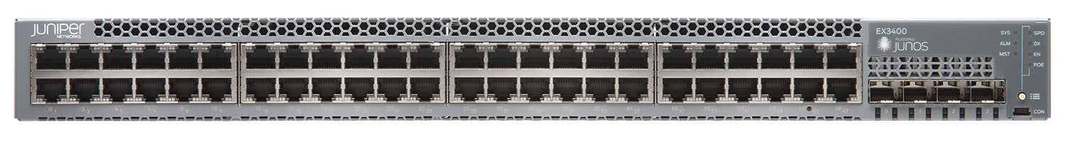 Juniper EX3400-48T-DC | EX3400 Series 48 x 1GbE Ports, 4x10G SFP+ Upli ...